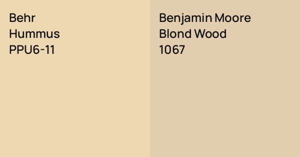 Behr Hummus vs. Benjamin Moore Blond Wood comparison