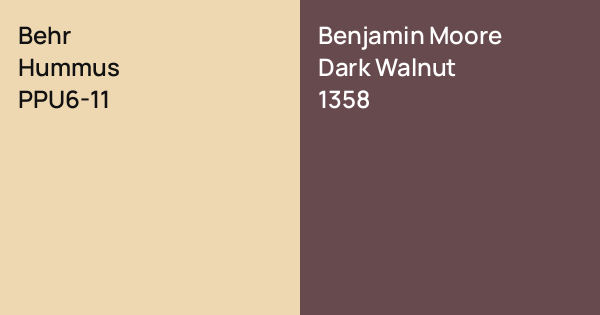 Behr Hummus vs. Benjamin Moore Dark Walnut comparison
