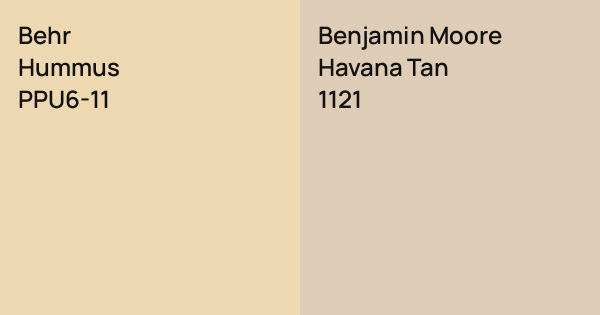Behr Hummus vs. Benjamin Moore Havana Tan comparison