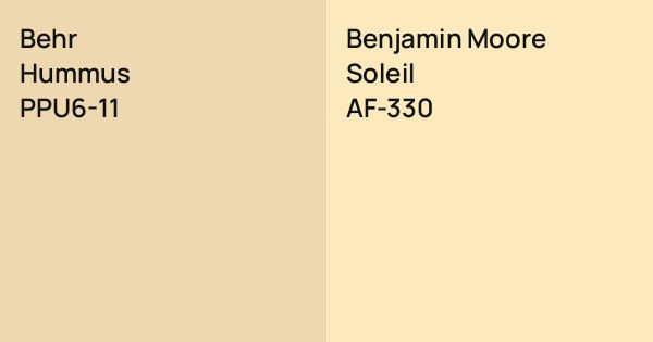 Behr Hummus vs. Benjamin Moore Soleil comparison