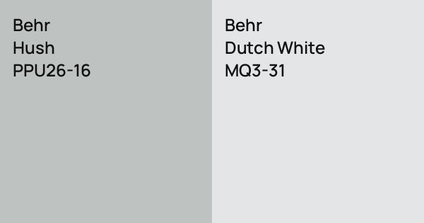 Behr Hush vs. Behr Dutch White comparison