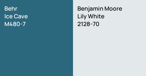 Behr Ice Cave vs. Benjamin Moore Lily White comparison