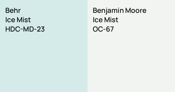 Behr Ice Mist vs. Benjamin Moore Ice Mist comparison