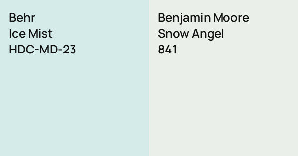 Behr Ice Mist vs. Benjamin Moore Snow Angel comparison