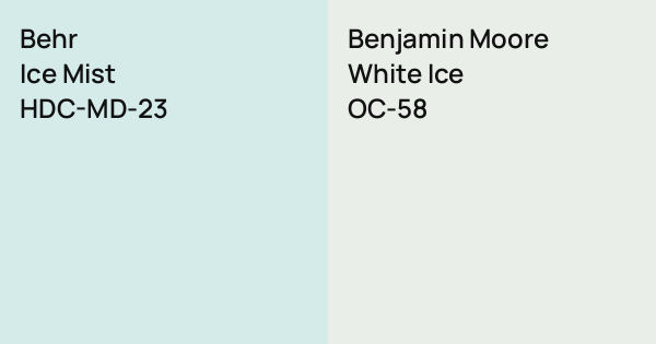 Behr Ice Mist vs. Benjamin Moore White Ice comparison