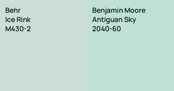 Behr Ice Rink vs. Benjamin Moore Antiguan Sky comparison