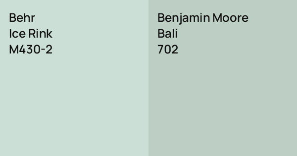 Behr Ice Rink vs. Benjamin Moore Bali comparison