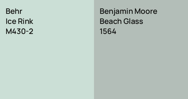 Behr Ice Rink vs. Benjamin Moore Beach Glass comparison