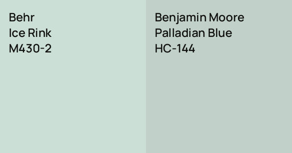 Behr Ice Rink vs. Benjamin Moore Palladian Blue comparison