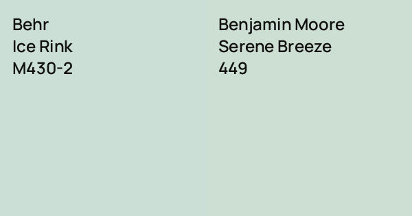 Behr Ice Rink vs. Benjamin Moore Serene Breeze comparison