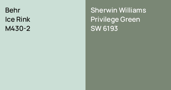 Behr Ice Rink vs. Sherwin Williams Privilege Green comparison