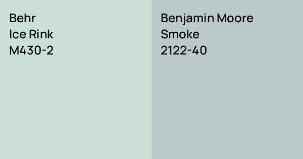 Behr Ice Rink vs. Benjamin Moore Smoke comparison