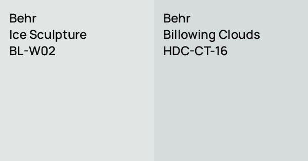 Behr Ice Sculpture vs. Behr Billowing Clouds comparison