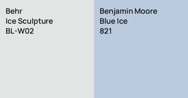 Behr Ice Sculpture vs. Benjamin Moore Blue Ice comparison
