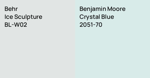 Behr Ice Sculpture vs. Benjamin Moore Crystal Blue comparison