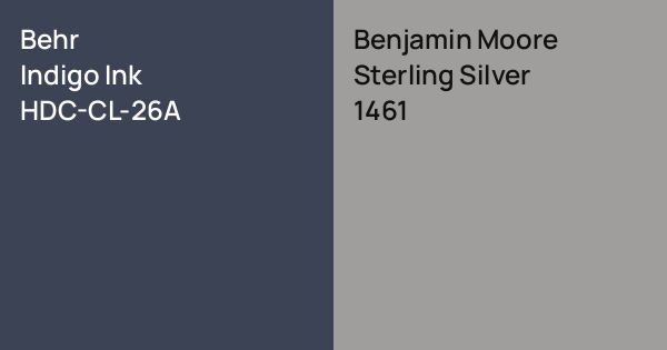 Behr Indigo Ink vs. Benjamin Moore Sterling Silver comparison