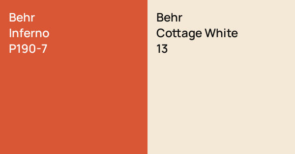 Behr Inferno vs. Behr Cottage White comparison