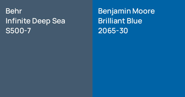 Behr Infinite Deep Sea vs. Benjamin Moore Brilliant Blue comparison