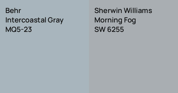 Behr Intercoastal Gray vs. Sherwin Williams Morning Fog comparison