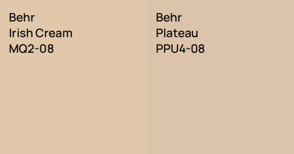 Behr Irish Cream vs. Behr Plateau comparison