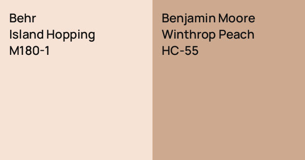 Behr Island Hopping vs. Benjamin Moore Winthrop Peach comparison