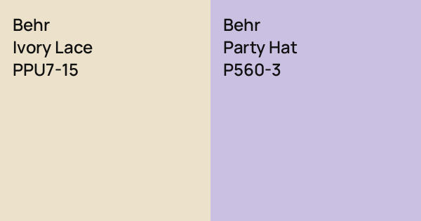 Behr Ivory Lace vs. Behr Party Hat comparison