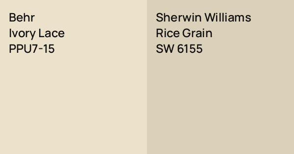 Behr Ivory Lace vs. Sherwin Williams Rice Grain comparison
