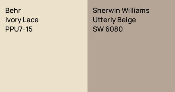 Behr Ivory Lace vs. Sherwin Williams Utterly Beige comparison