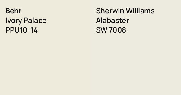 Behr Ivory Palace vs. Sherwin Williams Alabaster comparison