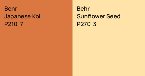 Behr Japanese Koi vs. Behr Sunflower Seed comparison