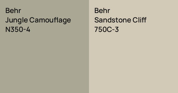 Behr Jungle Camouflage vs. Behr Sandstone Cliff comparison