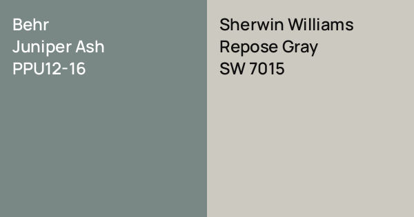 Behr Juniper Ash vs. Sherwin Williams Repose Gray comparison