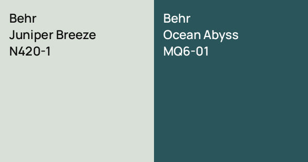 Behr Juniper Breeze vs. Behr Ocean Abyss comparison