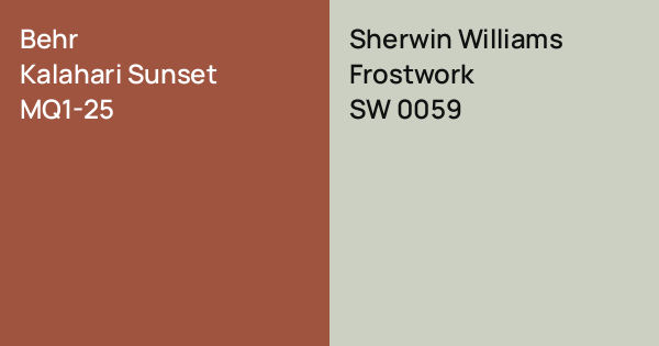 Behr Kalahari Sunset vs. Sherwin Williams Frostwork comparison