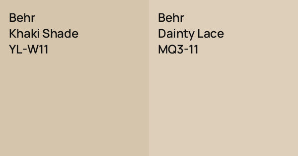 Behr Khaki Shade vs. Behr Dainty Lace comparison