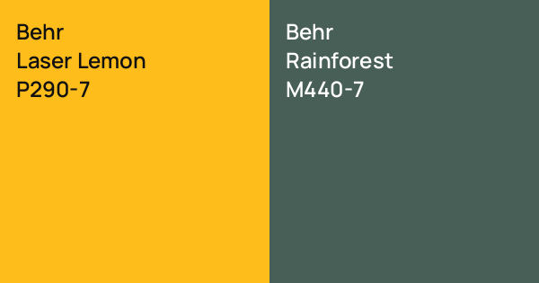 Behr Laser Lemon vs. Behr Rainforest comparison