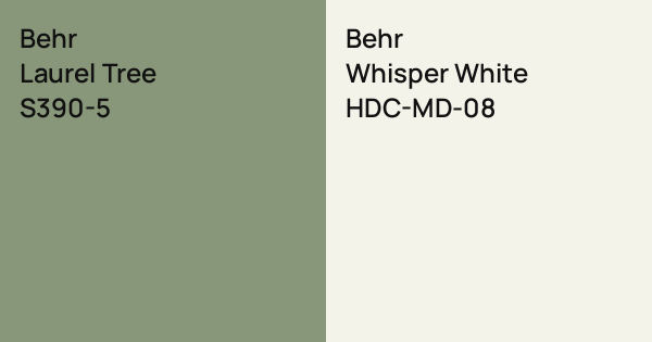 Behr Laurel Tree vs. Behr Whisper White comparison
