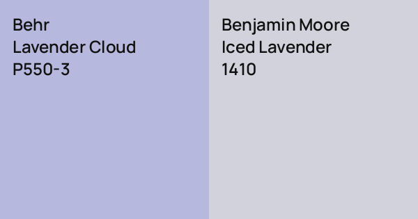 Behr Lavender Cloud vs. Benjamin Moore Iced Lavender comparison