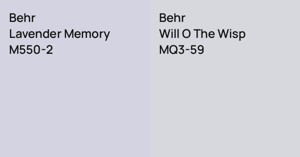 Behr Lavender Memory vs. Behr Will O The Wisp comparison
