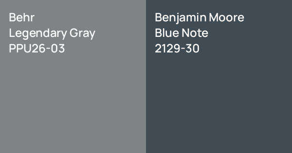 Behr Legendary Gray vs. Benjamin Moore Blue Note comparison