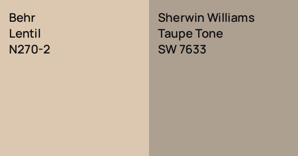 Behr Lentil vs. Sherwin Williams Taupe Tone comparison
