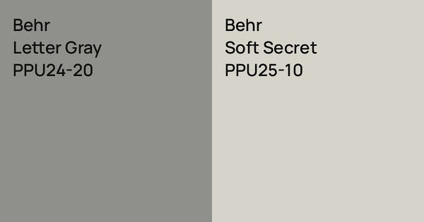 Behr Letter Gray vs. Behr Soft Secret comparison