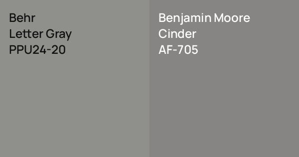 Behr Letter Gray vs. Benjamin Moore Cinder comparison