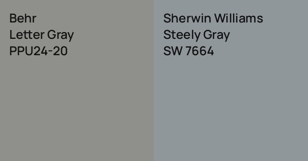 Behr Letter Gray vs. Sherwin Williams Steely Gray comparison