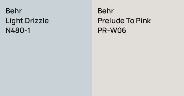Behr Light Drizzle vs. Behr Prelude To Pink comparison