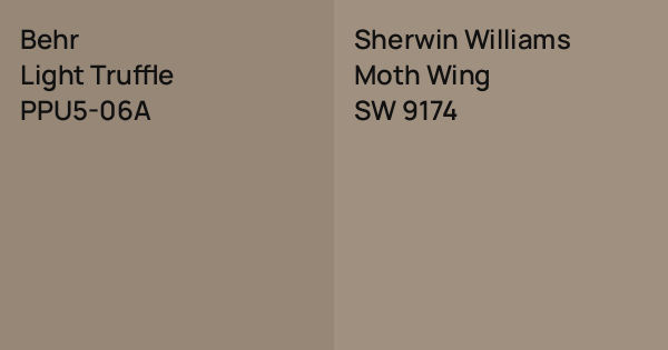 Behr Light Truffle vs. Sherwin Williams Moth Wing comparison