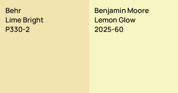 Behr Lime Bright vs. Benjamin Moore Lemon Glow comparison