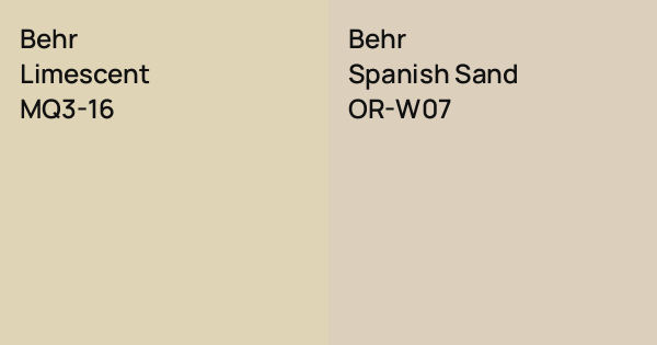 Behr Limescent vs. Behr Spanish Sand comparison