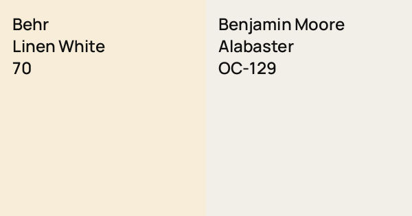 Behr Linen White vs. Benjamin Moore Alabaster comparison