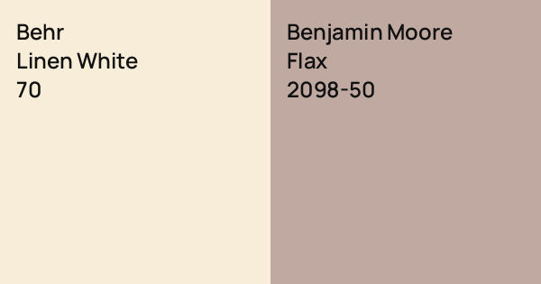 Behr Linen White vs. Benjamin Moore Flax comparison